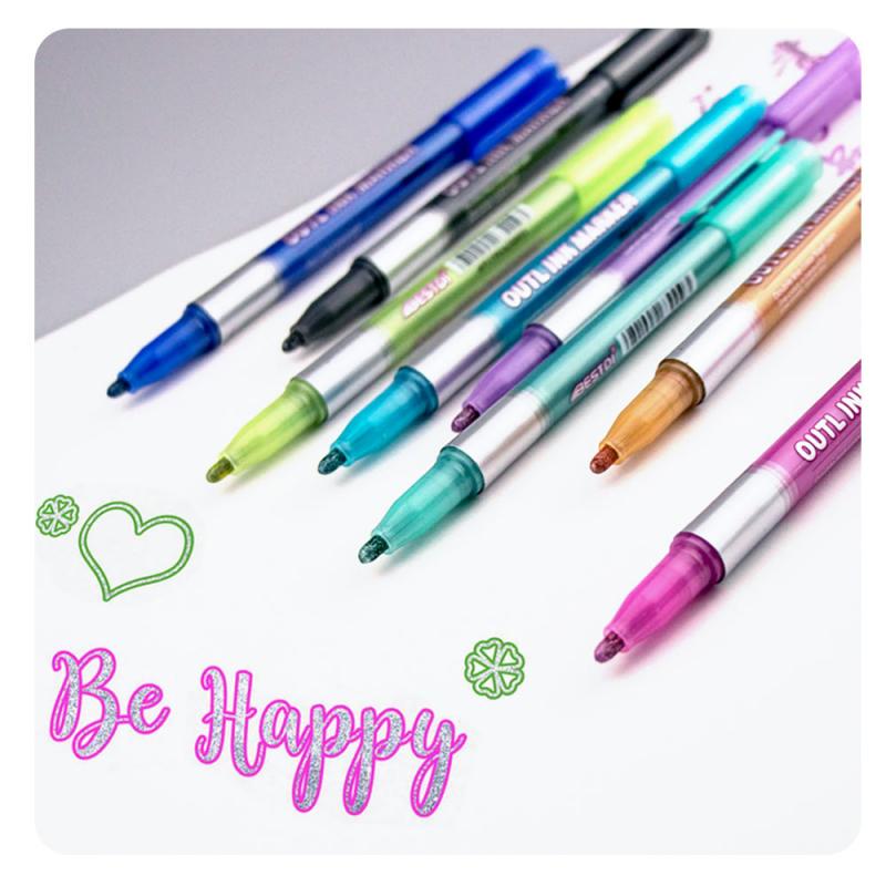 8pcs/set Colorful Double Line Pen Highlighter Fluo... – Vicedeal