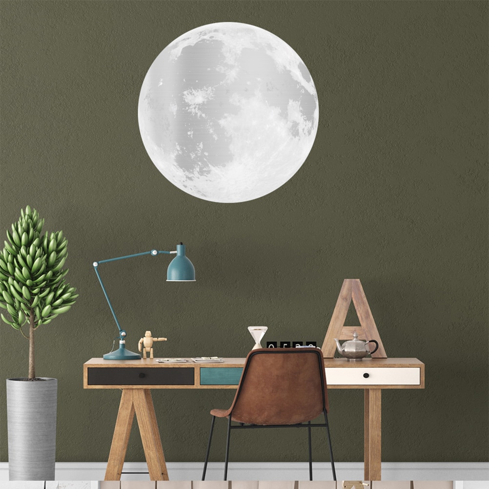 40cm Luminous Moon 3D Wall Sticker Round Glow In T... – Grandado