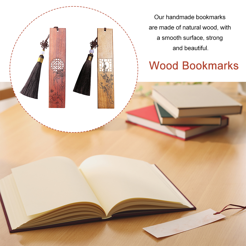 2pcs Wood Bookmark Men Women With Tassel Lightweig... – Grandado