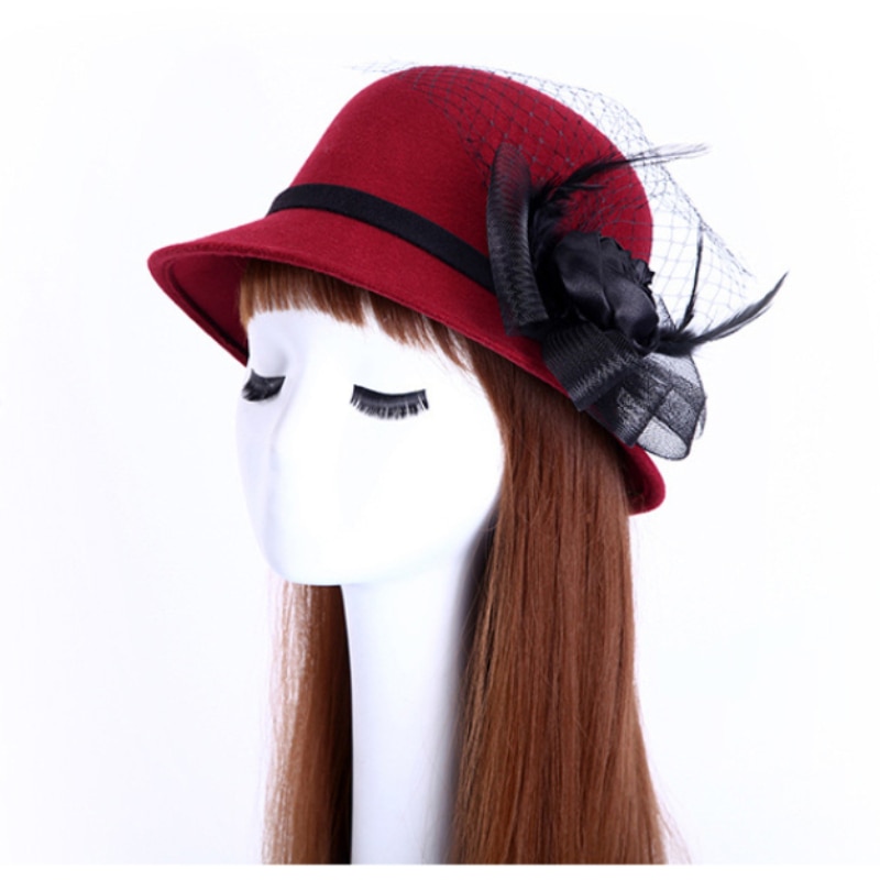 HT1223 Stijlvolle Vintage Vrouwen Hoeden Met Veer ... – Grandado
