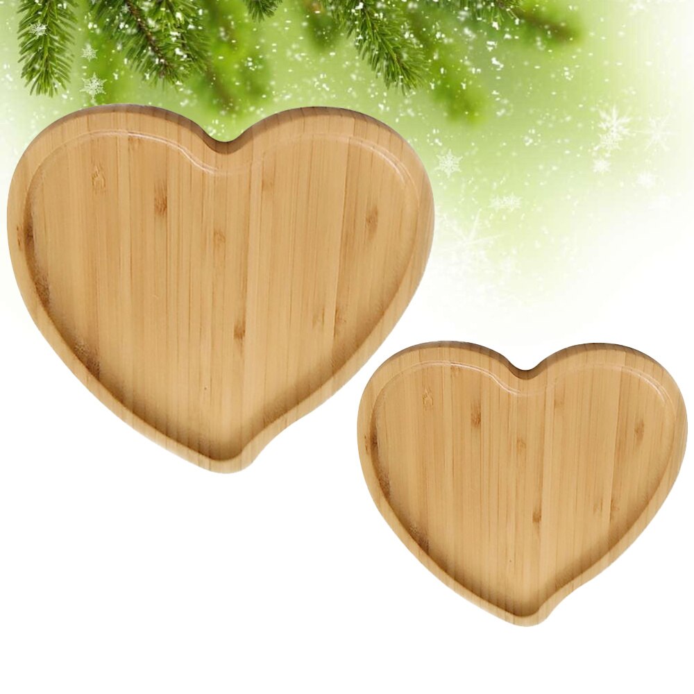 2 Pcs Bamboo Heart Shape Dessert Plate Practical S... – Vicedeal