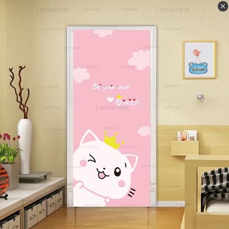 Leuke Roze Kat 3D Deur Sticker Diy Muurschildering... – Vicedeal