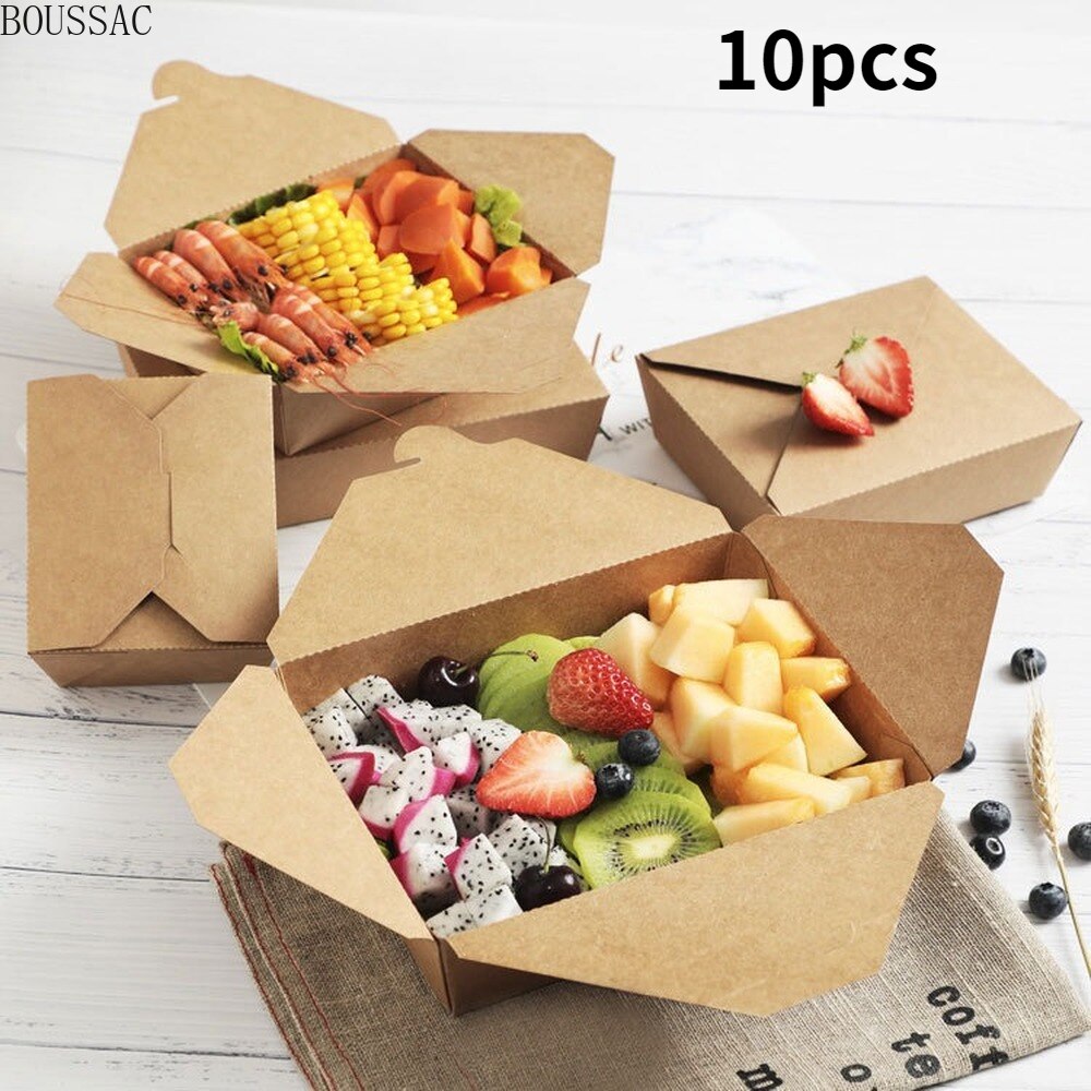 disposable kraft paper lunch box takeaway packagin... – Vicedeal