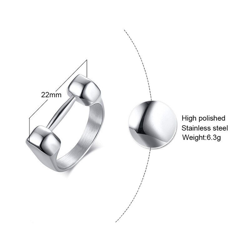 Silver Color Dumbbell Ring for Men Stainless Steel... – Vicedeal