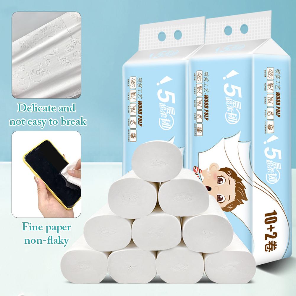 12 Rolls Fives Layer Toilet Paper Home Bathroom Ki... – Vicedeal