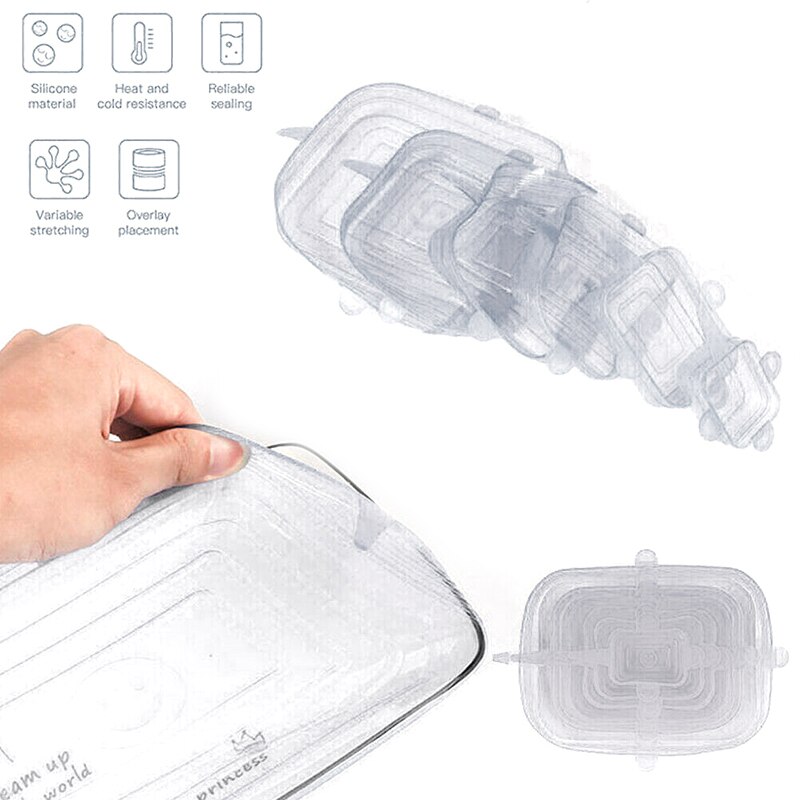 6Pcs Universal Square Silicone Stretch Lids Reusab... – Grandado