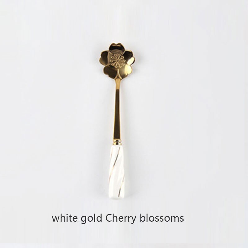 Ins Ceramic Handle Golden Rose Spoon Coffee Stir S... – Grandado