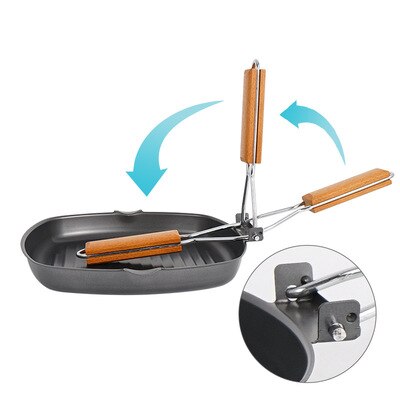 Frying Pan Foldable Wooden Handle Non-stick Pan In... – Grandado