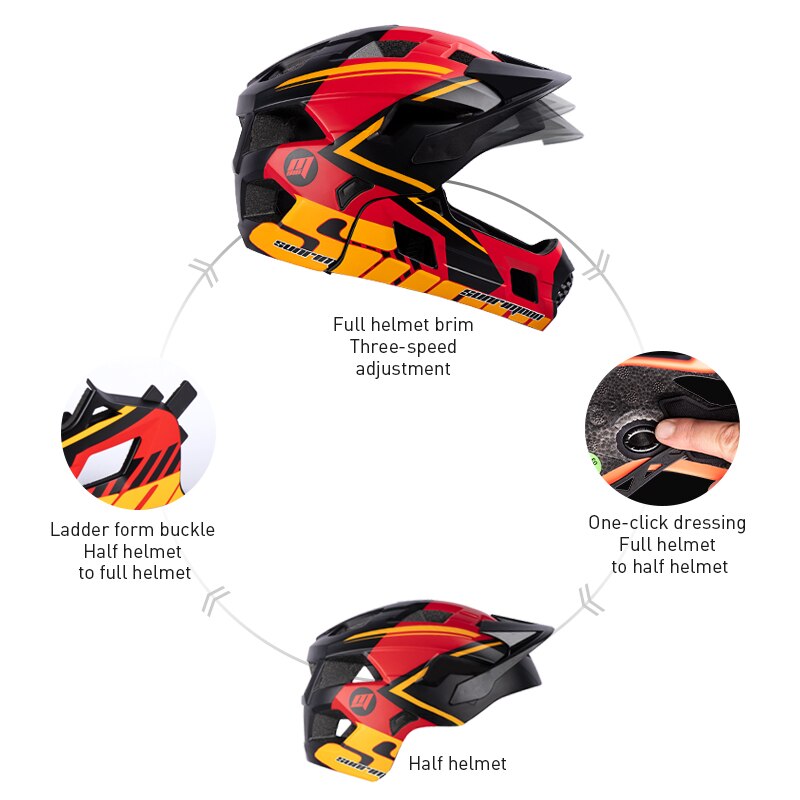 SUNRIMOON Full Face Pubike Push Bike Helmet Cyclin... – Grandado