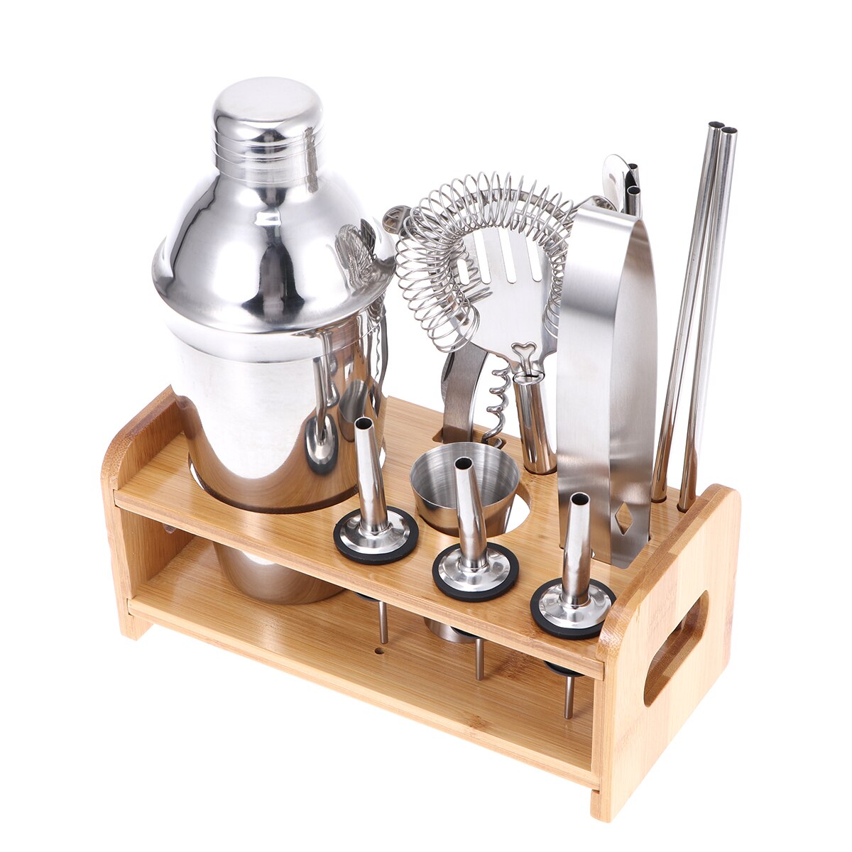 1 Set 12pcs Stainless Steel Cocktail Kit Wooden Ba... – Grandado