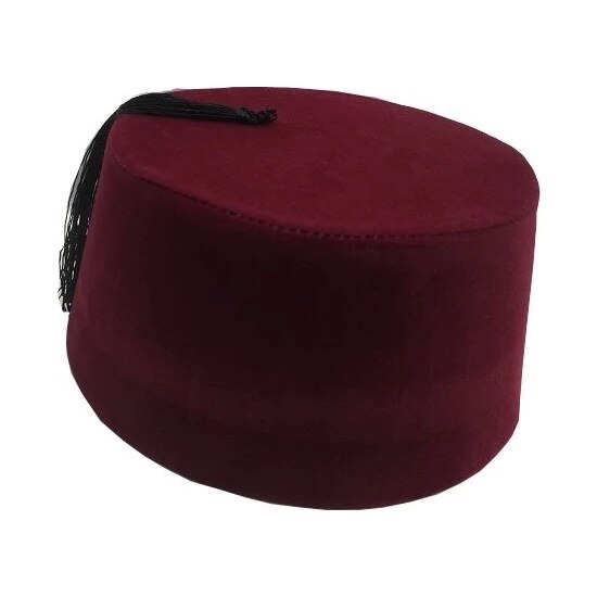 Kan Bourgondië Fluwelen Fez Hoed Met Kwasten, Kled... – Vicedeal