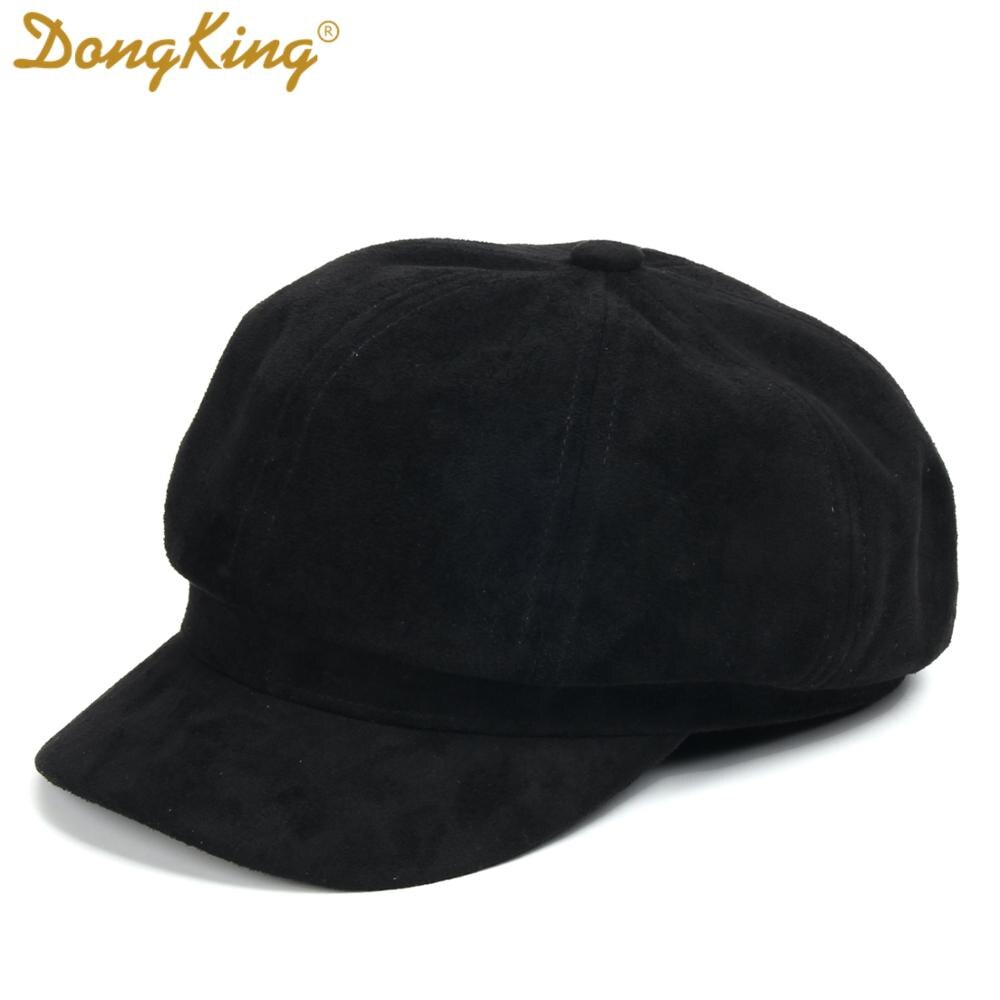 Women Suede Octagonal Hats Solid Newsboy Caps Vint... – Grandado
