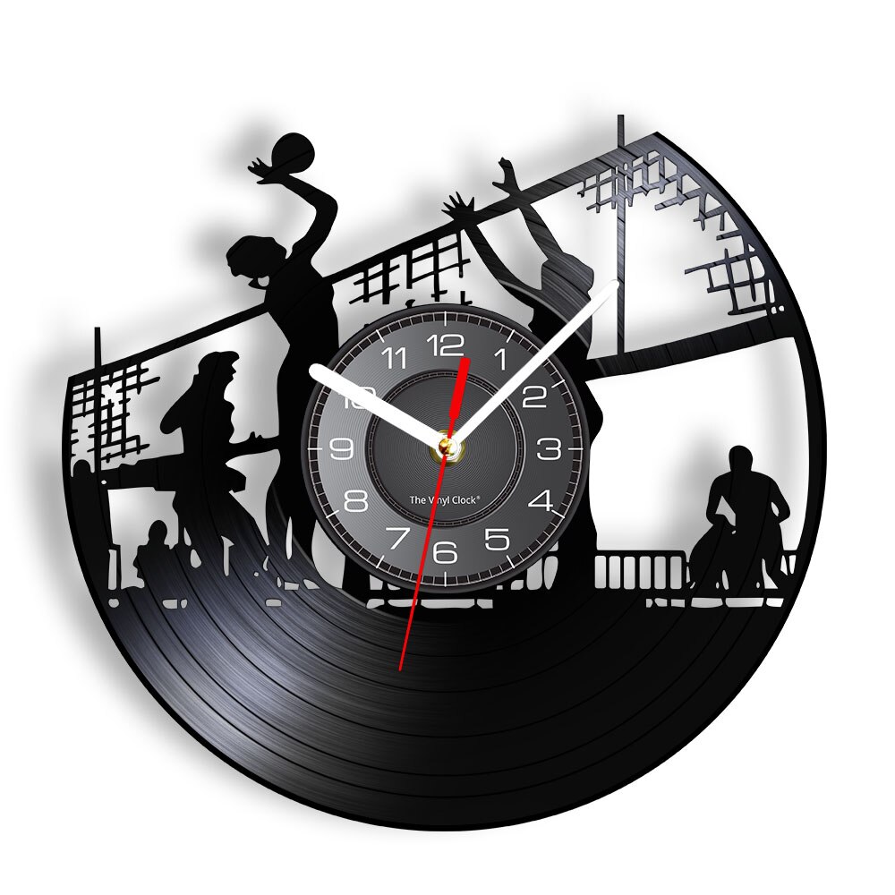 Volleyball Wall Clock Beach Volleyball Players Vin... – Grandado