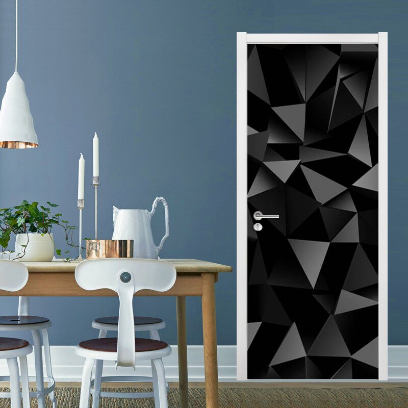 3D Geometric Pattern Door Stickers Living Room Bed... – Grandado