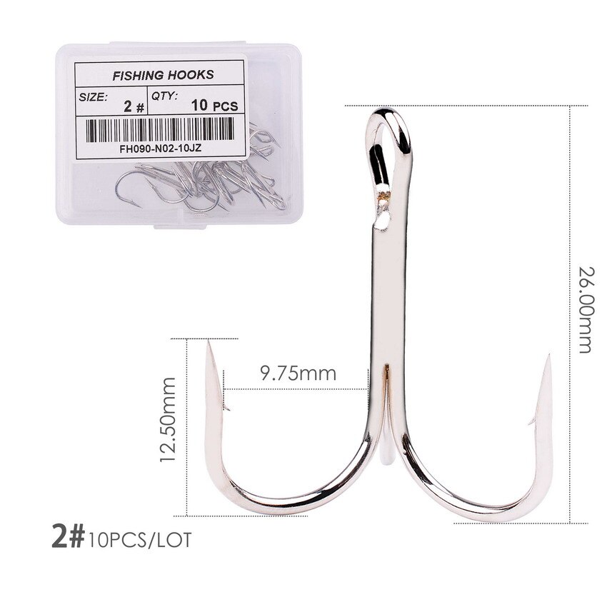 10pc/ Box Treble Fishing Hooks 2/4/6/8/10# High Ca... – Grandado