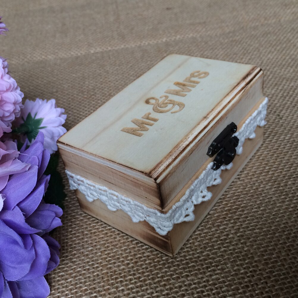 Wooden Mr & Mrs Ring Box Rustic Engagement Wedding... – Grandado