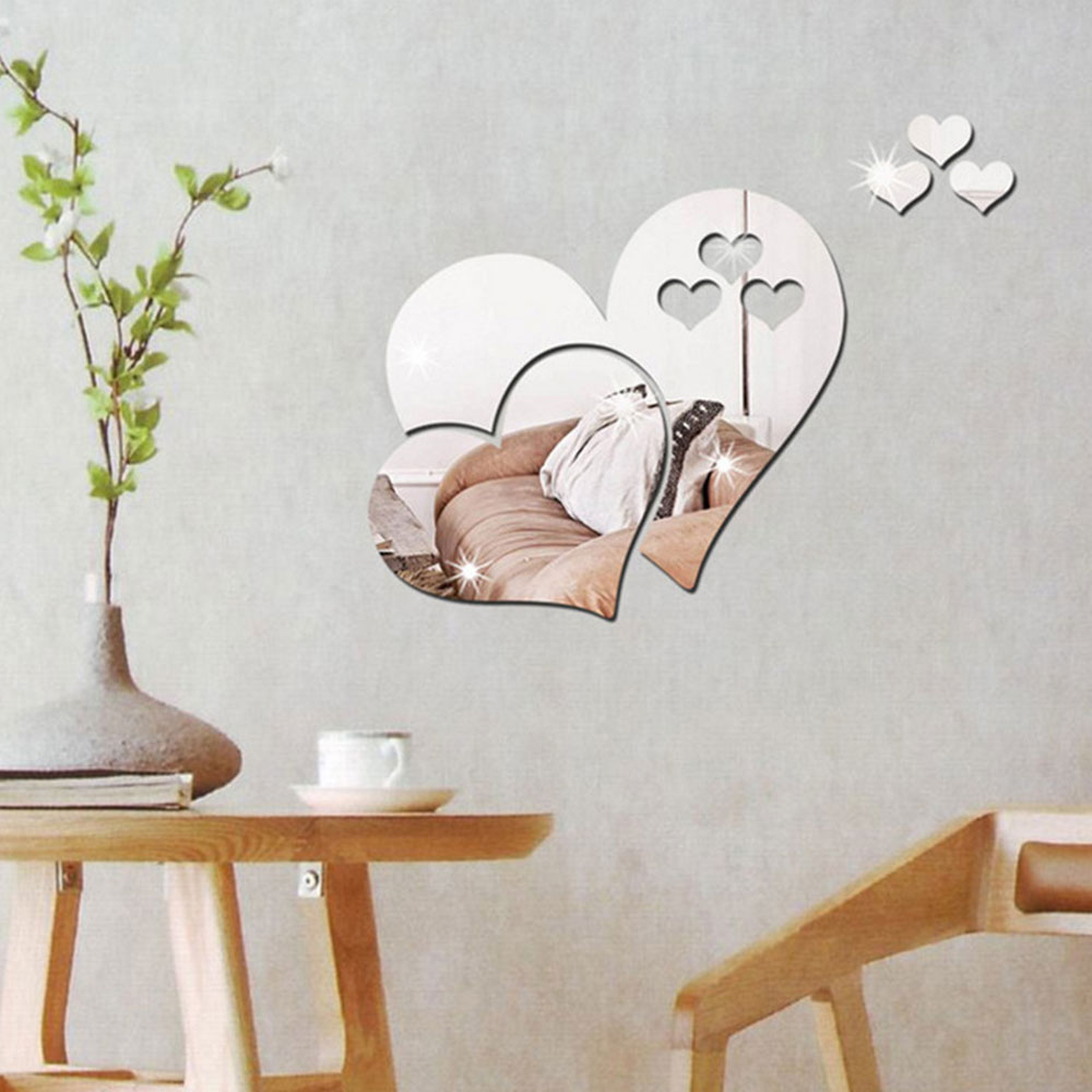 1Set 3D Mirror Tile Love Heart Wall Sticker Decal ... – Grandado