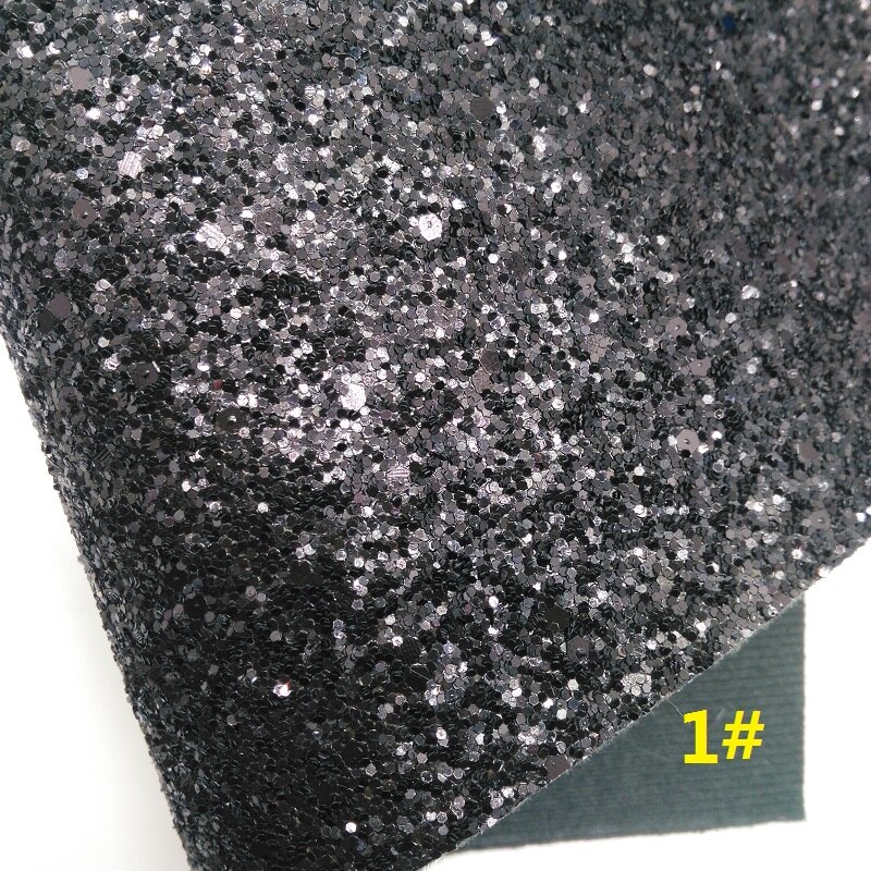 Black Glitter Leather Fabric , Stars Printed Glitt... – Vicedeal