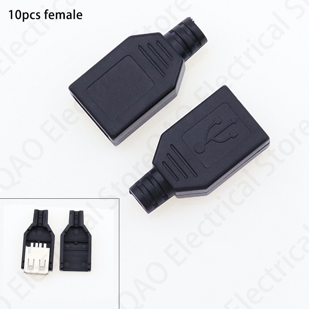 10pcs Type A Male Female USB 4 Pin Plug Socket Con... – Grandado