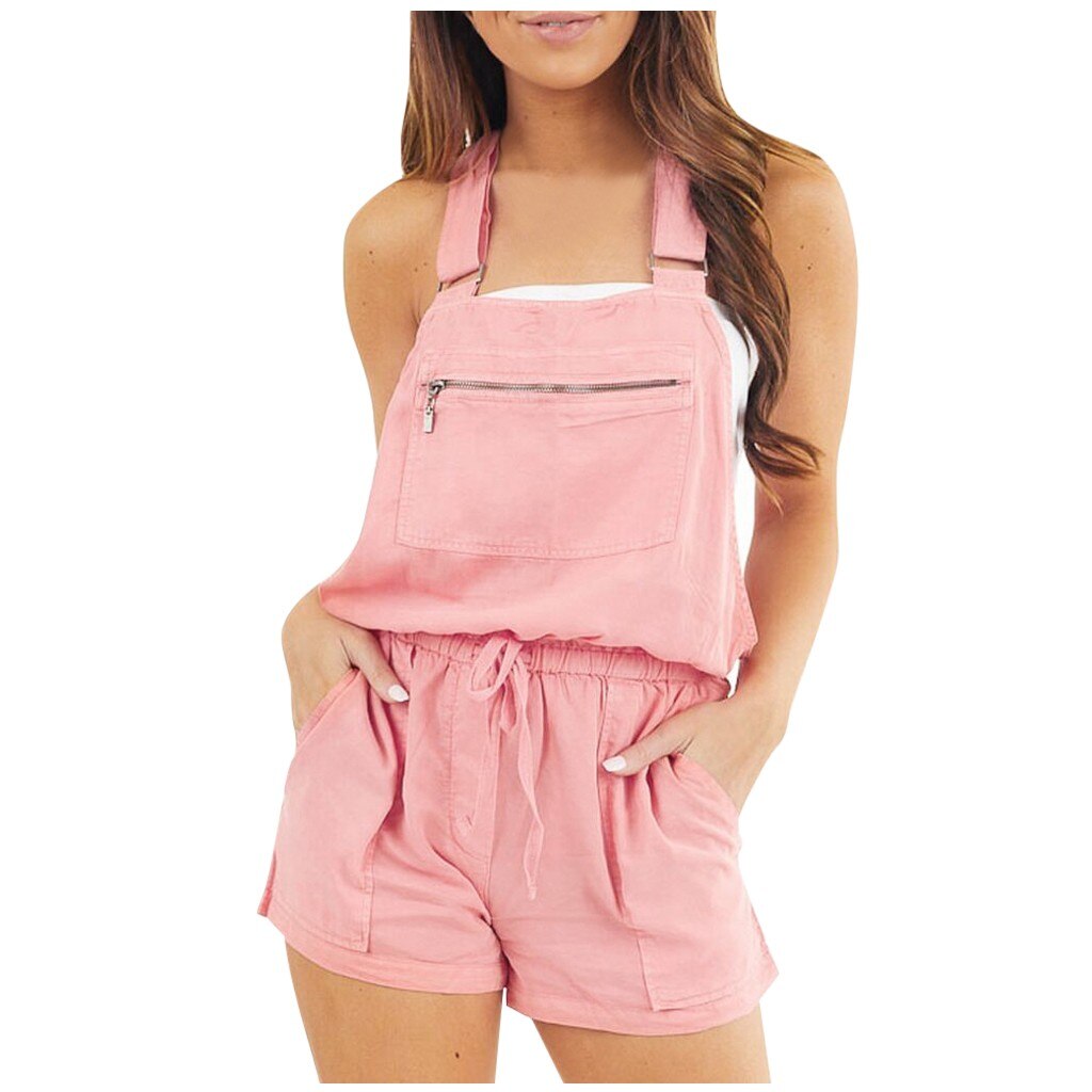 Womens Summer Soild Overall Jumpsuit Shorts Pants ... – Grandado