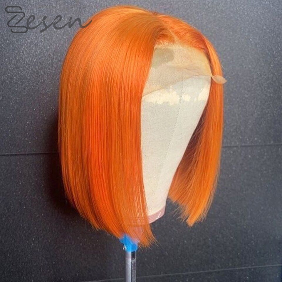 Orange Synthetic Middle Part Lace Wig With Women 1... – Grandado