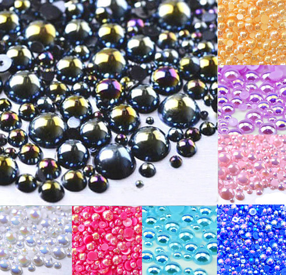 500pcs 2-10mm Black AB Color Half Round Pearl Bead... – Grandado