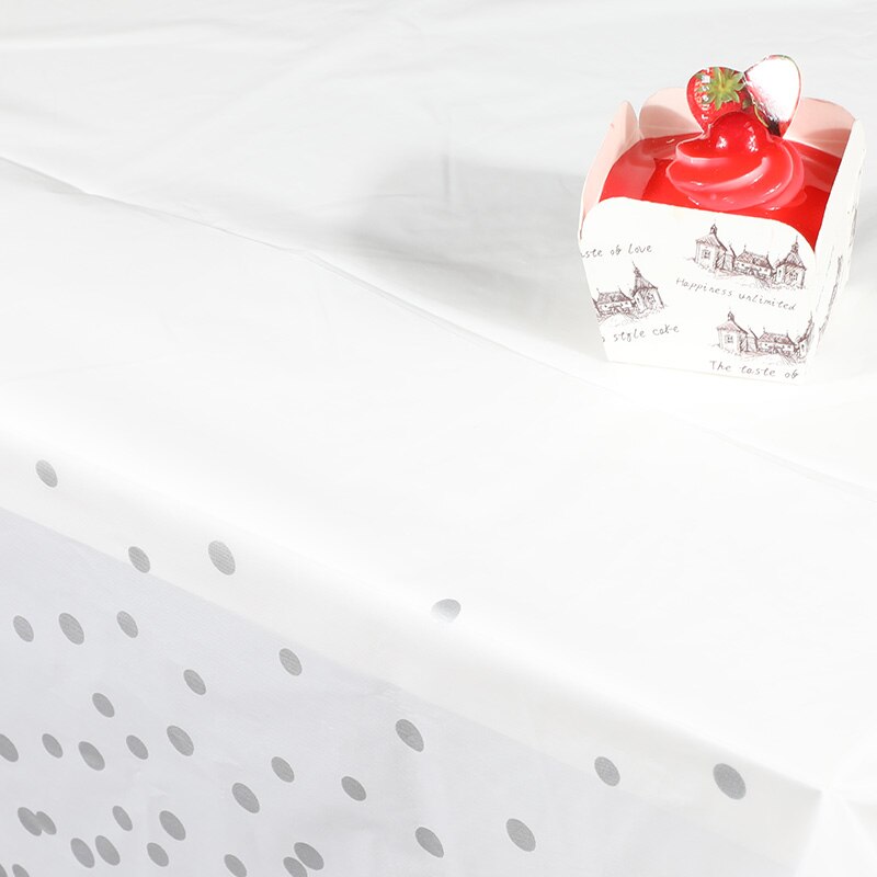 D&Z PE Disposable Tablecloth Silver Dot Wedding Pa... – Grandado