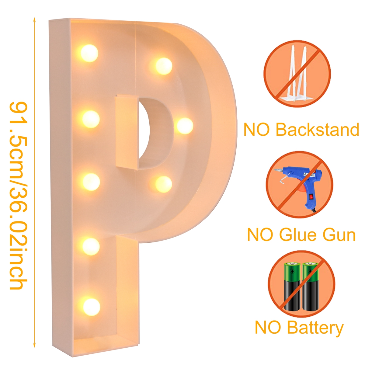 91.5cm Giant Letters Frame Box with Warm Lights St... – Grandado