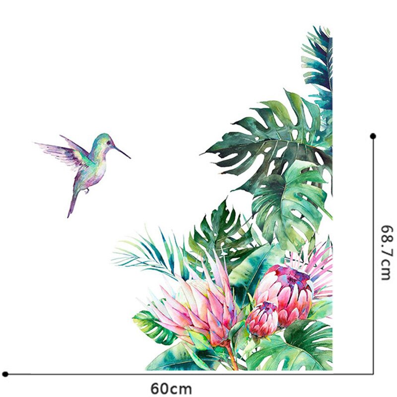 Tropical Plants Bird Wall Stickers Bedroom Living ... – Grandado
