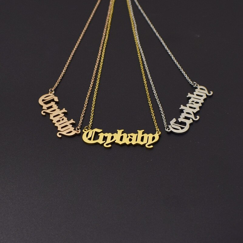 Gothic Crybaby Necklace Charm Pendant Cursive Font... – Vicedeal