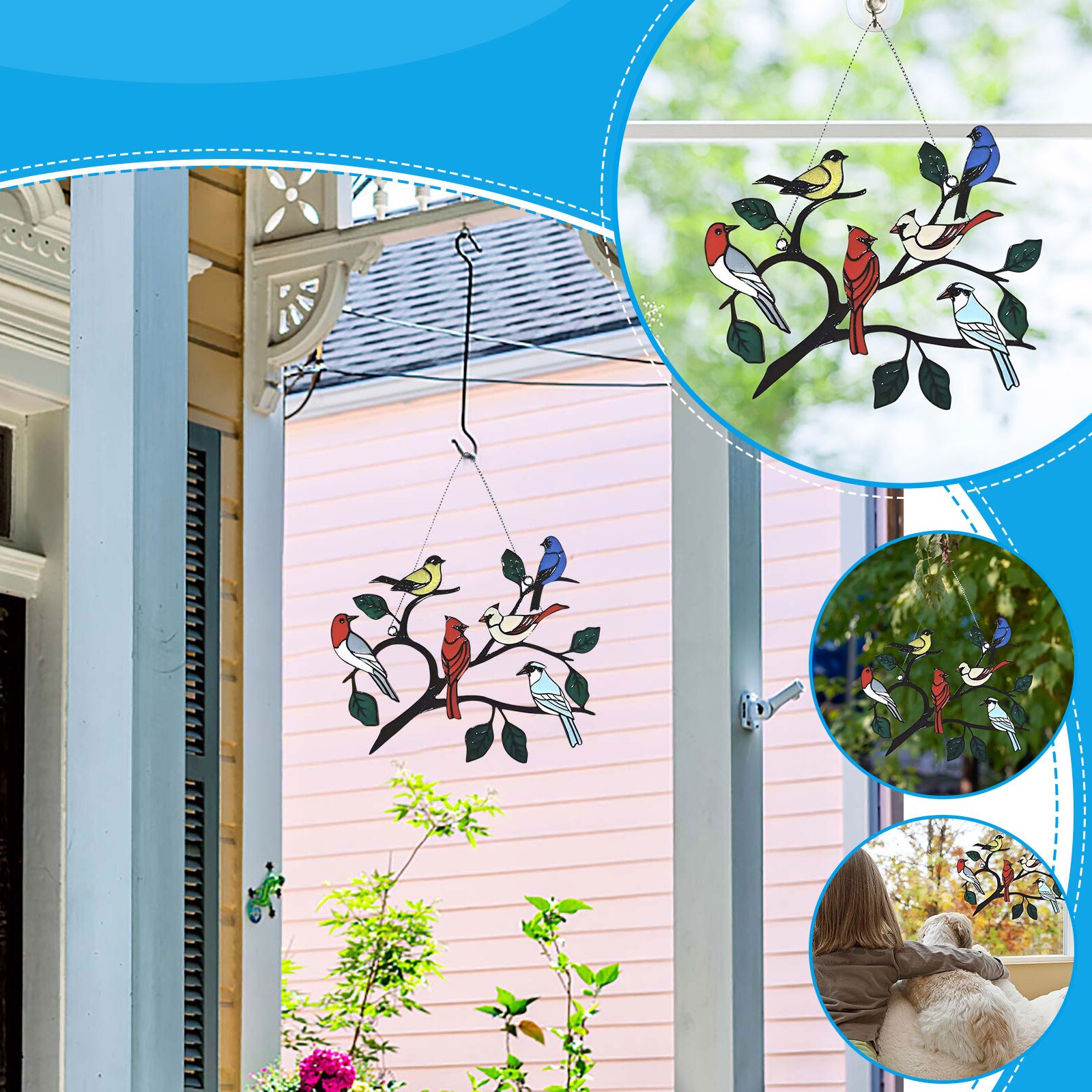 Stained Bird Glass Window Hangings Acrylic Wall Ha... – Vicedeal