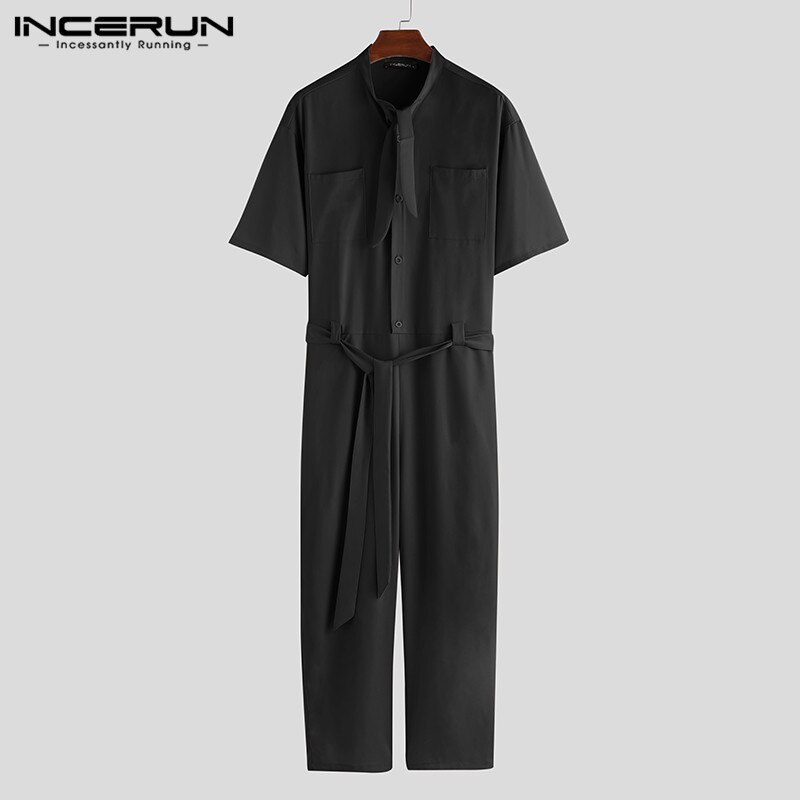 INCERUN Mannen Effen Kleur Half Mouw Jumpsuit Kore... – Vicedeal