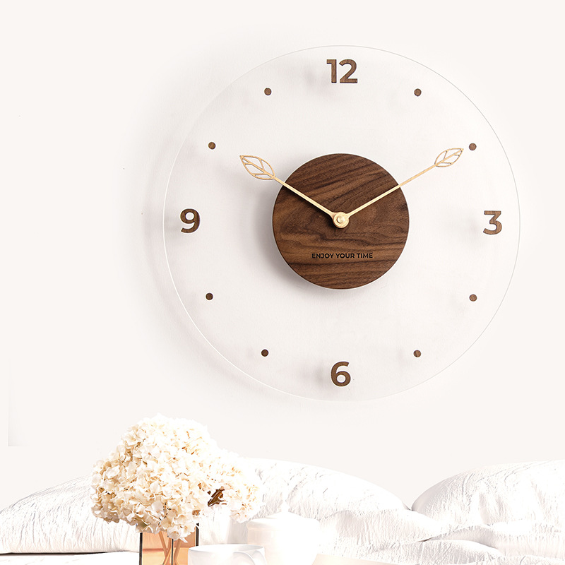 Wall Clock Modern Nordic Style Transparent Wooden ... – Grandado
