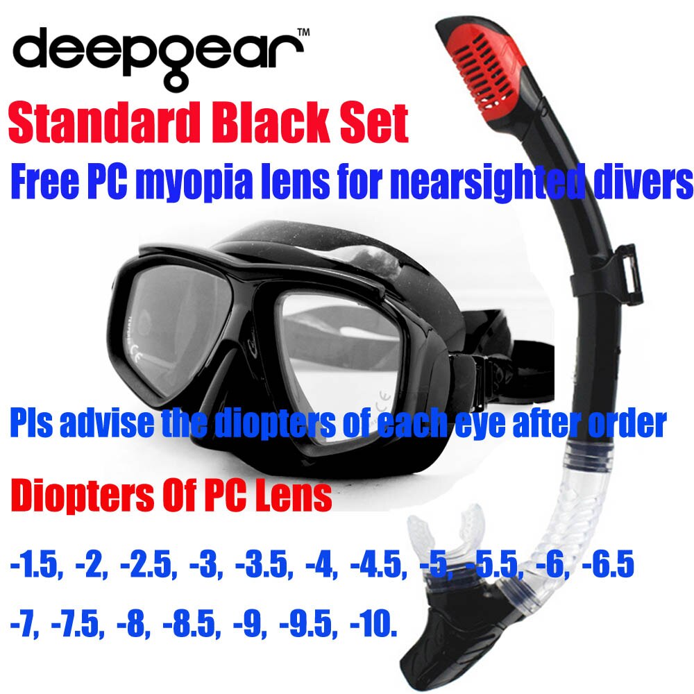 DEEPGEAR Top diving set Black silicon scuba mask T... – Grandado
