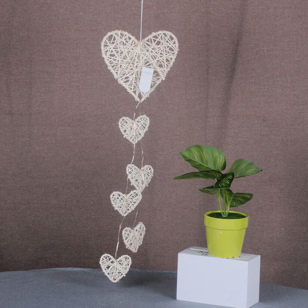 Wooden Rattan Heart-shaped Wind Chime Room Hanging... – Grandado