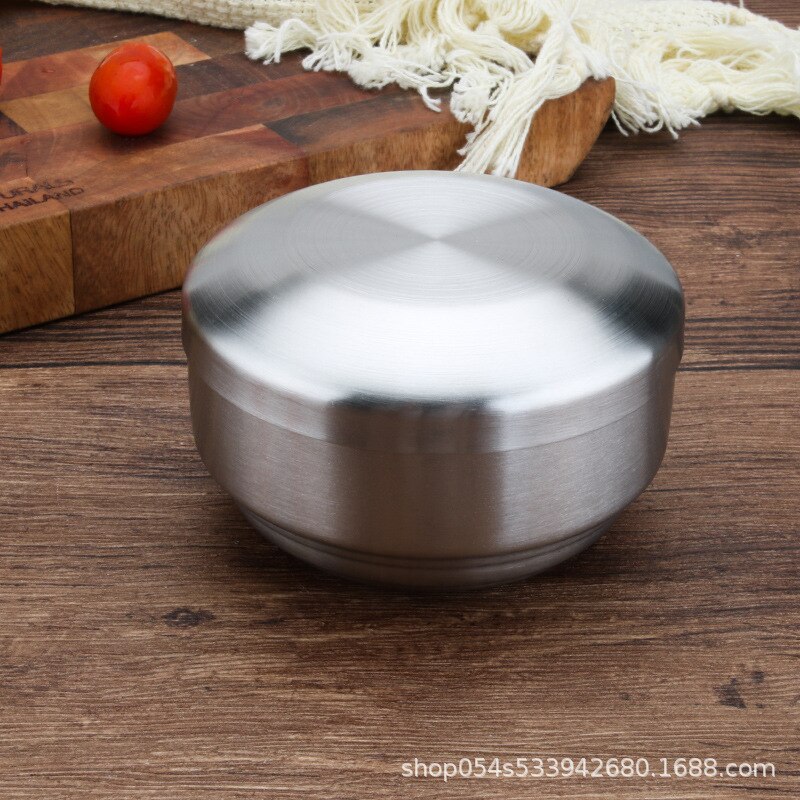 304 Korean stainless steel double rice bowl with l... – Grandado