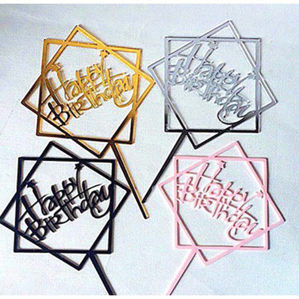 Gold Silver Black Pink Acrylic Hand writing Happy ... – Vicedeal