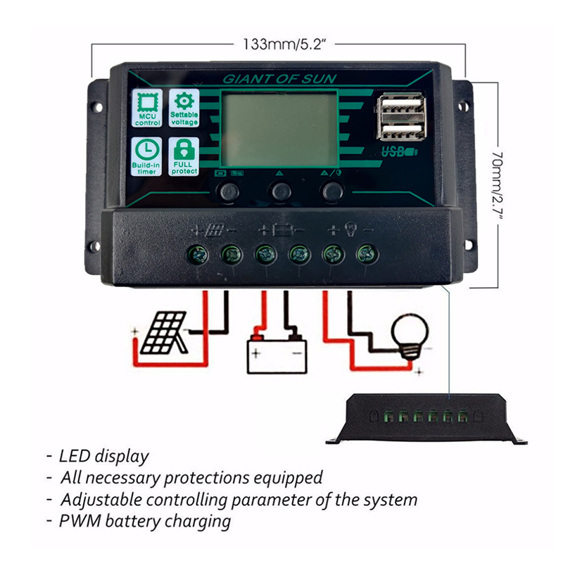 Fotovoltaïsche Panel Mppt Dual Usb Controller Span... – Vicedeal