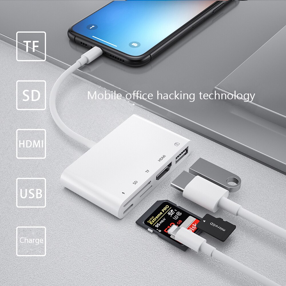 Lightning to HDMI Adapter USB SD TF Card Reader Di... – Grandado
