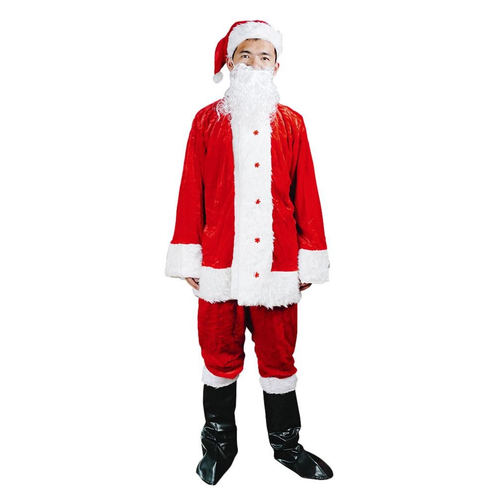 Santa Claus Costume Cosplay Men's Deluxe Bright Re... – Grandado