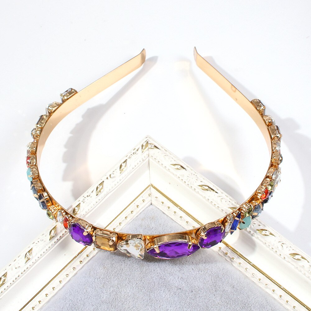 Colorful Gem Baroque Headbands For Women Diamond H... – Grandado