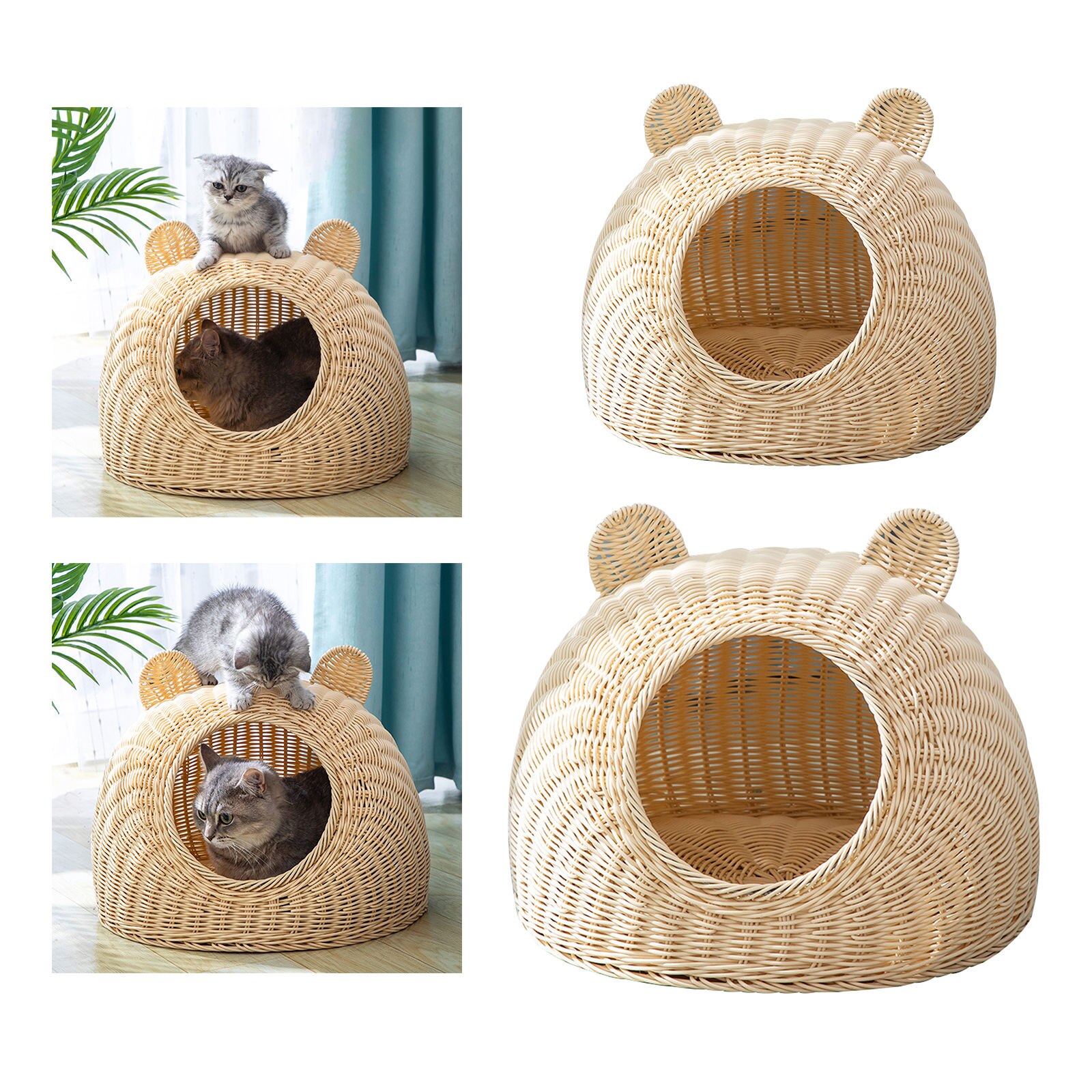 Rattan Cat Bed Cage Hideaway House Interactive Pla... – Vicedeal