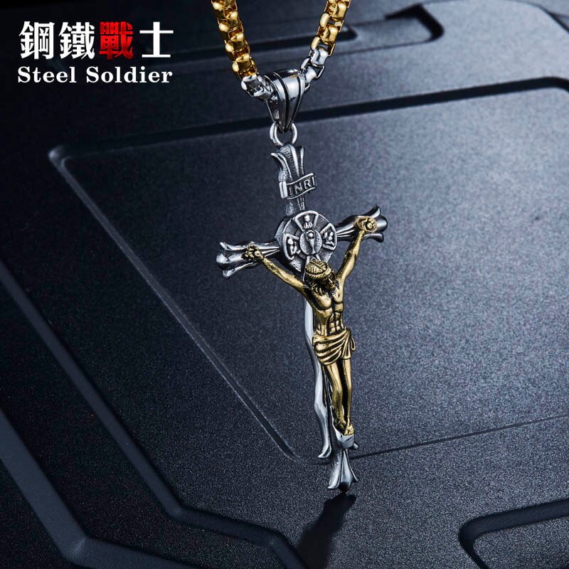 steel soldier stainless steel Jesus cross pendant ... – Grandado