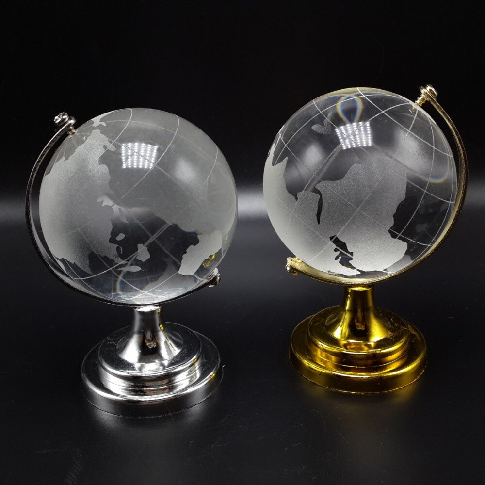 80mm Golden or Silver Crystal Globe World Map Pape... – Grandado