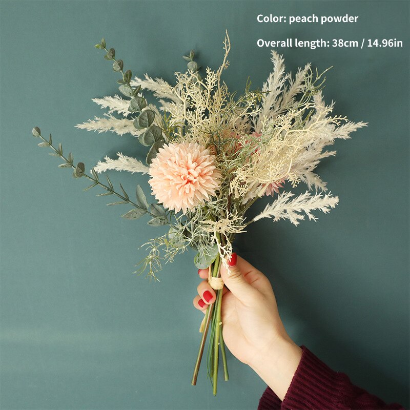 White Artificial Flower Silk Dandelion Eucalyptus ... – Grandado