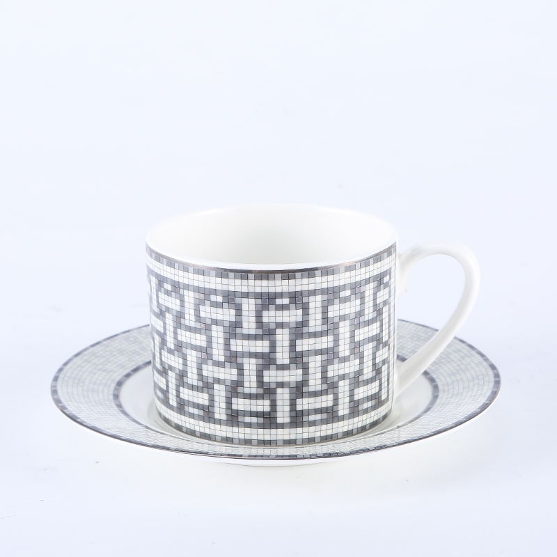 European-Style Bone China Ceramic Plate Set Gray D... – Vicedeal