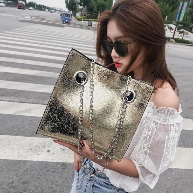 Big Tote Female Bag Burst Crack Chain Shoulder Mes... – Vicedeal
