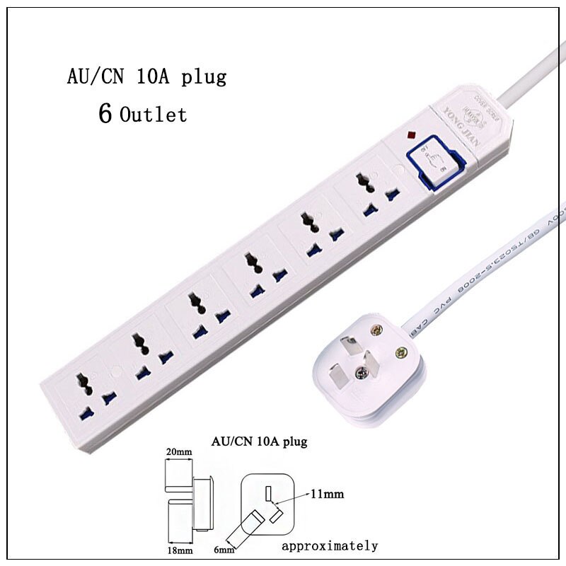 Power Strip Socket 6AC Outlets Independent Safety ... – Vicedeal