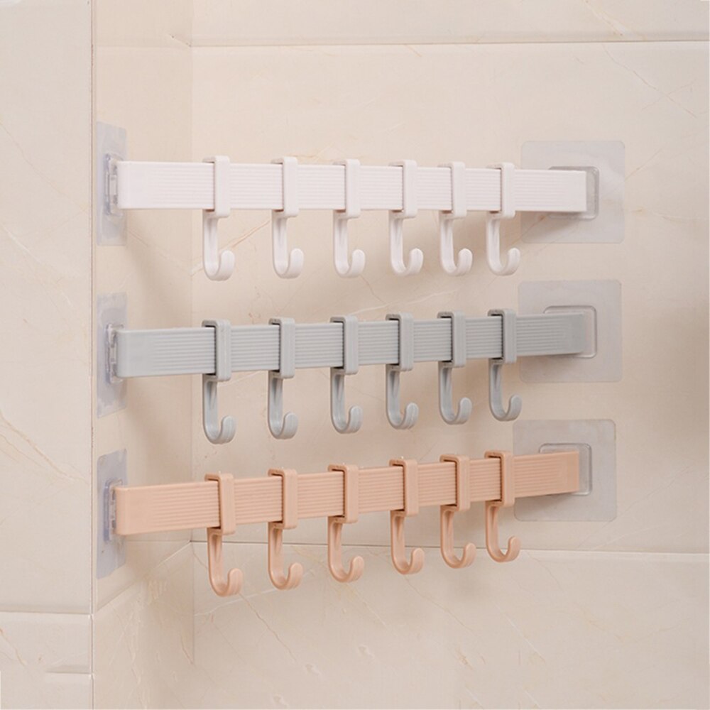 6 Holes Wall Mounted Hooks Self Adhesive Home Kitc... – Grandado