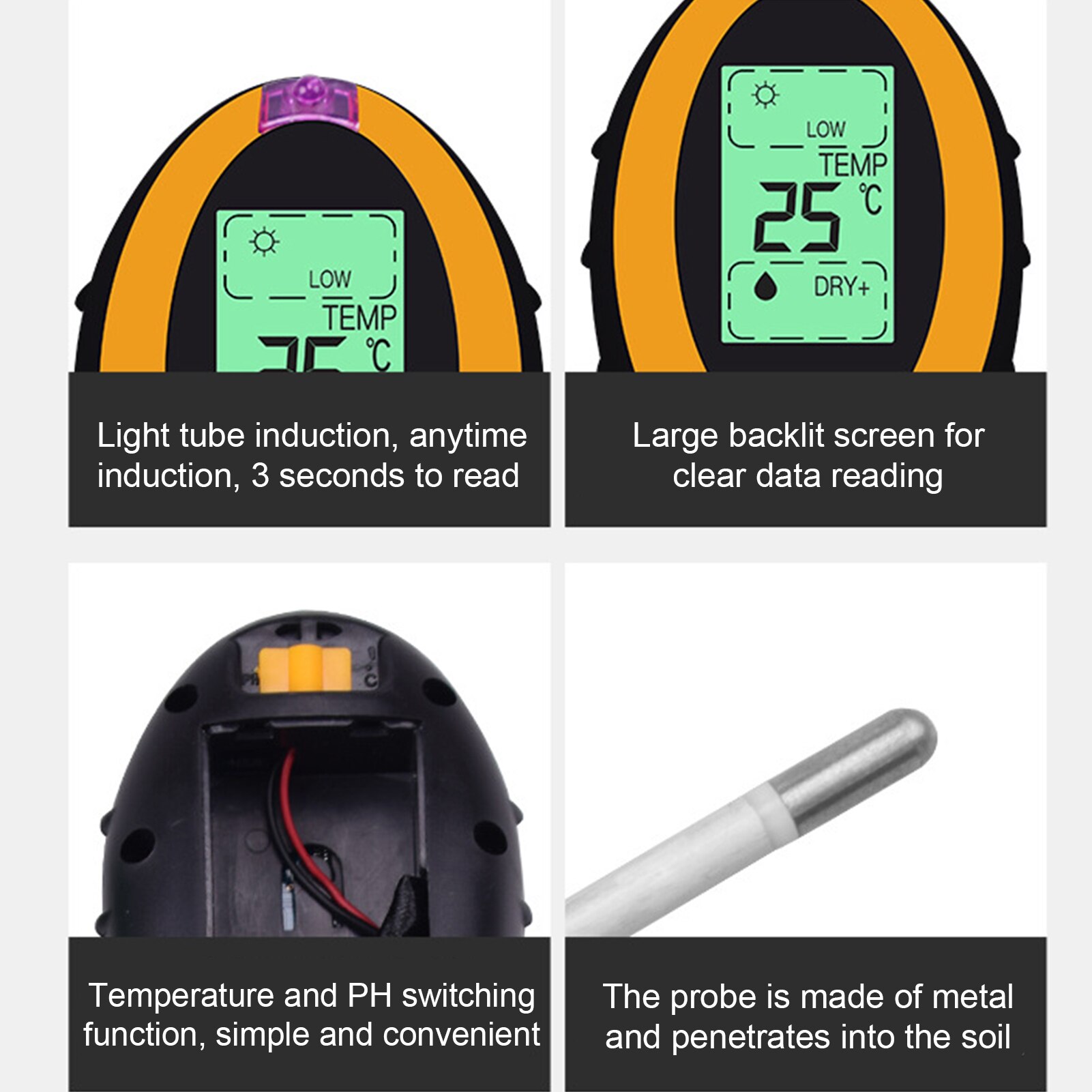 Bodem Ph Tester 4 In 1 Ph Licht Vocht Zuurgraad Te... – Grandado